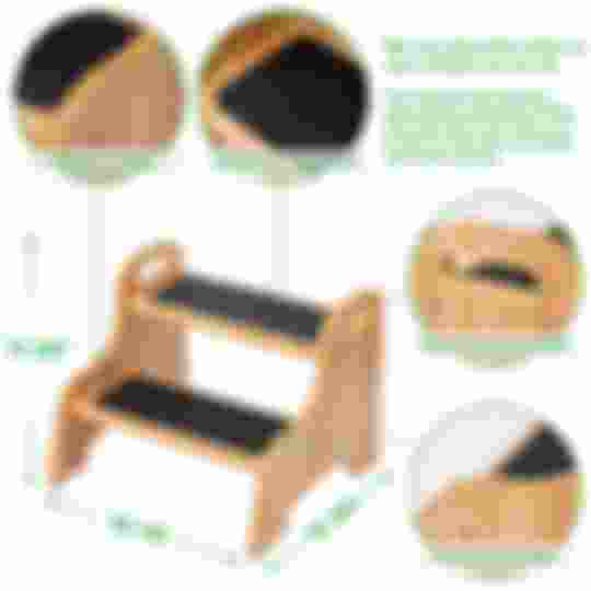 StrongTek Wood 2 Step Stool for Kids, Non-Slip, Portable, Up to 300lbs