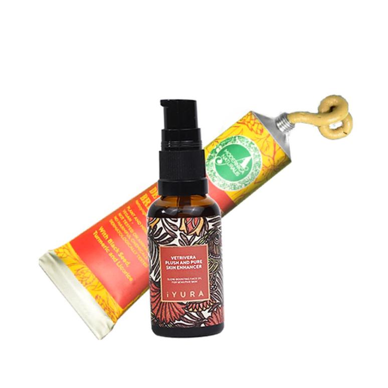 Ayurvedic Facial Spa Kit with Vetrivera Plush & Pure Skin Enhancer & N