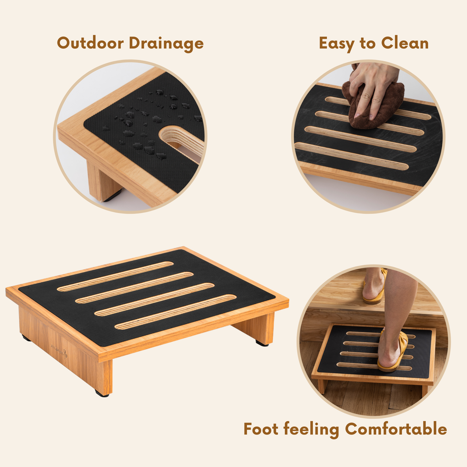 StrongTek Adult One Step Stool, Portable, Non-Slip Single Wooden Riser