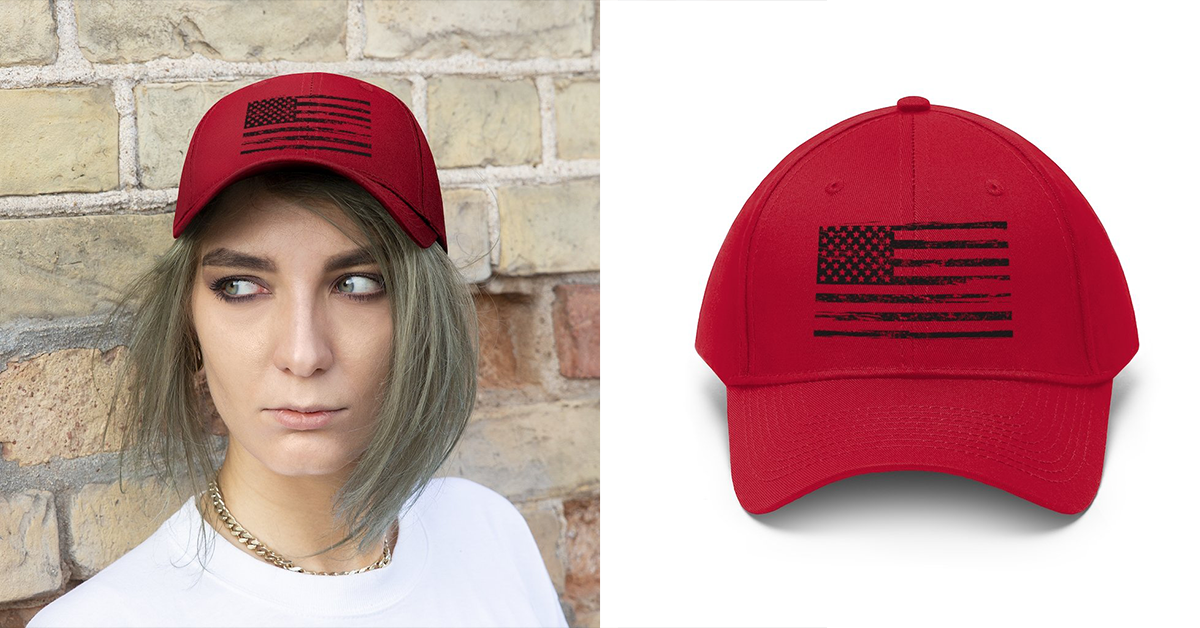 Black Tethered Flag Hat