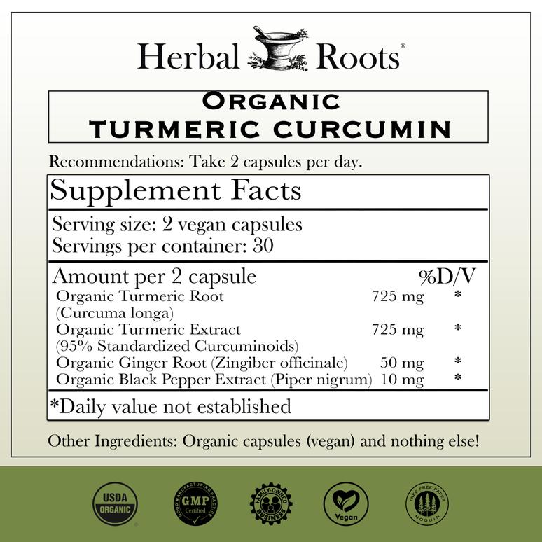 Organic Turmeric Curcumin 60 caps – Herbal Roots
