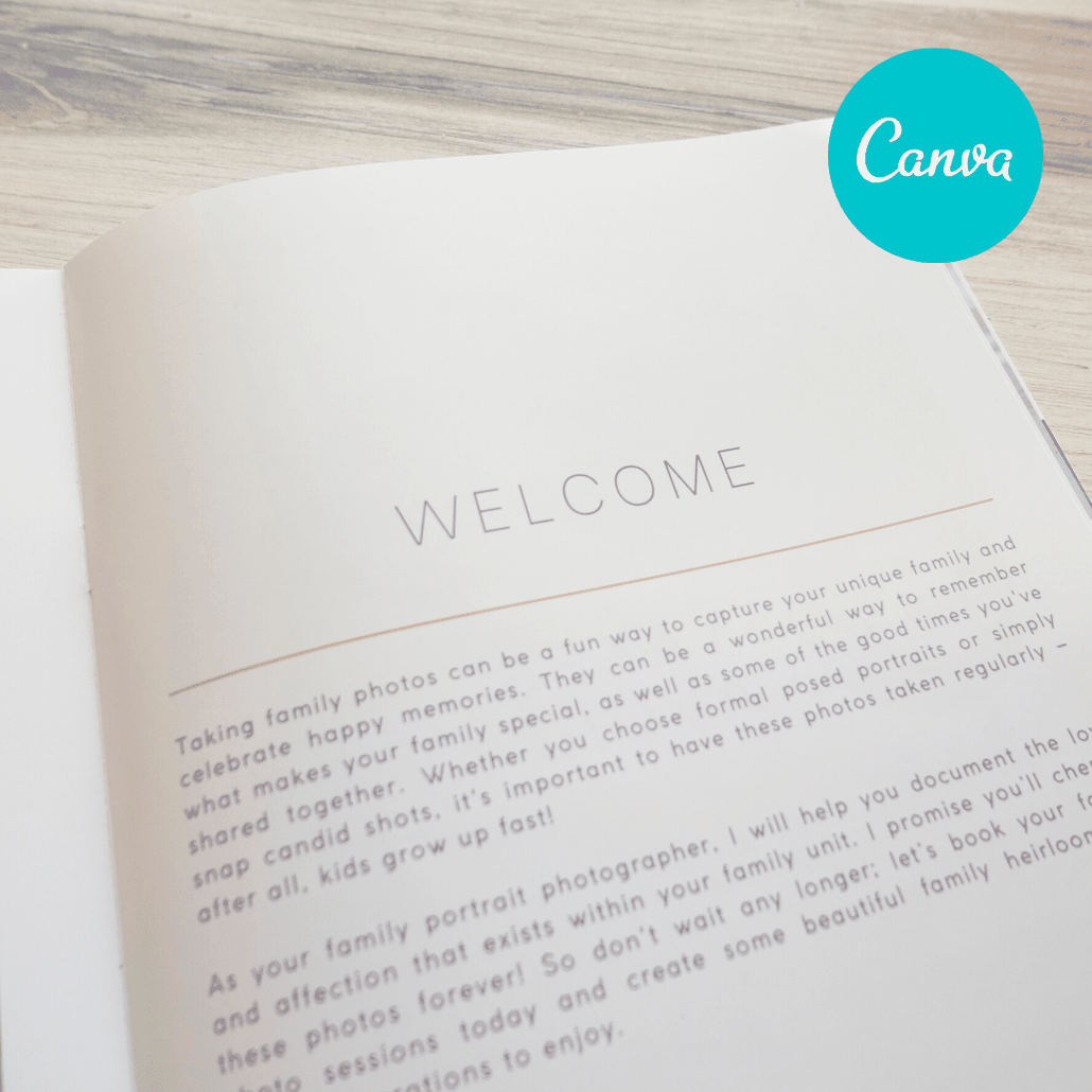 Family Photography Welcome Guide Canva Template