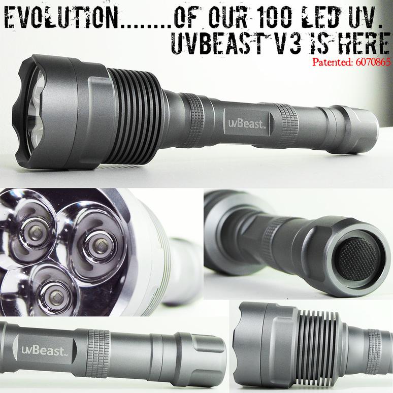 uvBeast Black Light UV Flashlight V3 385-390nm Rechargeable 18650 Batt