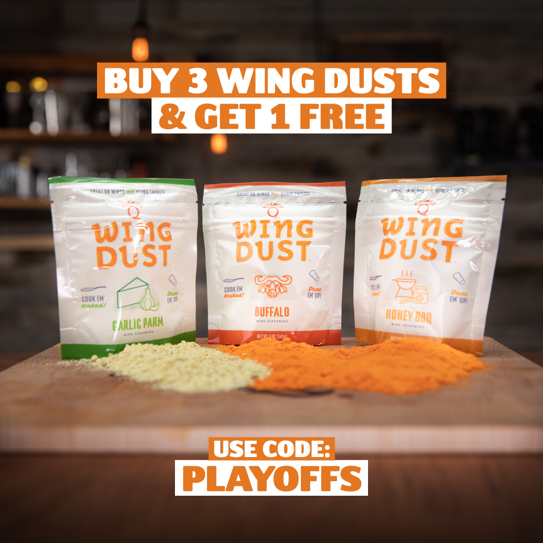 Wing Dust Offer: Buy 3, Get 1 Free on Top Flavors - Kosmos Q BBQ Products & Supplies