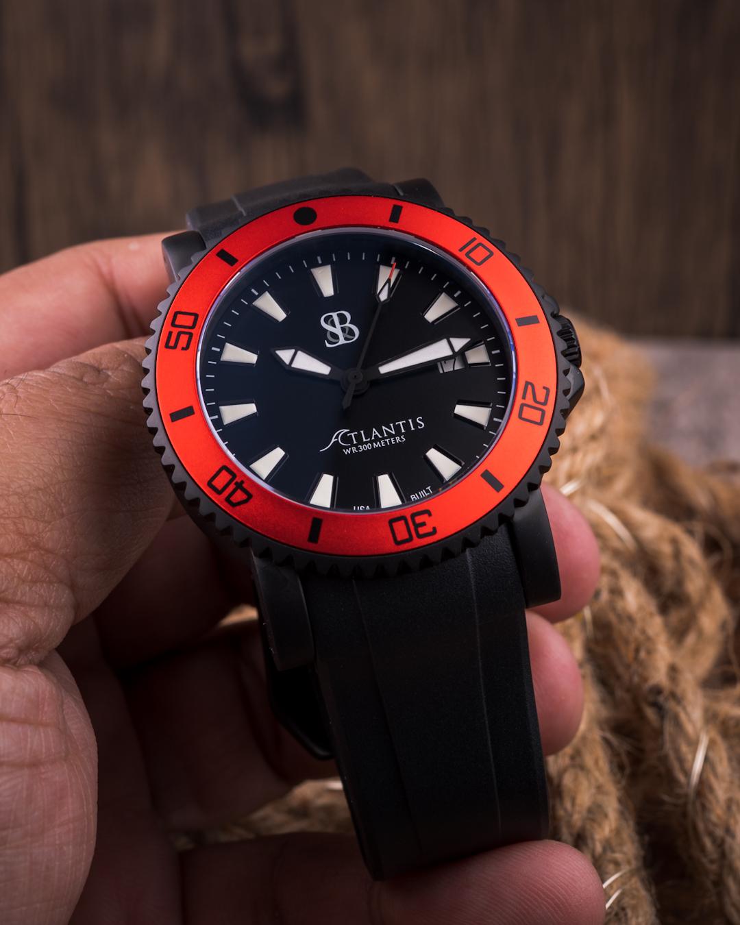 Atlantis Sport Red Men's Dive Watch - Smith & Bradley Watches