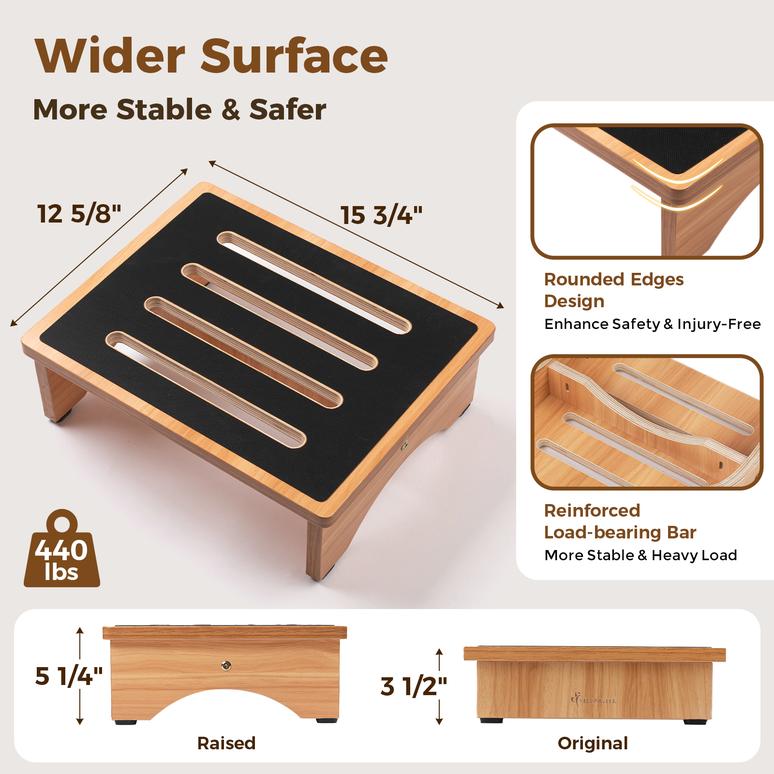 StrongTek Adult One Step Stool, Portable, Non-Slip Single Wooden Riser