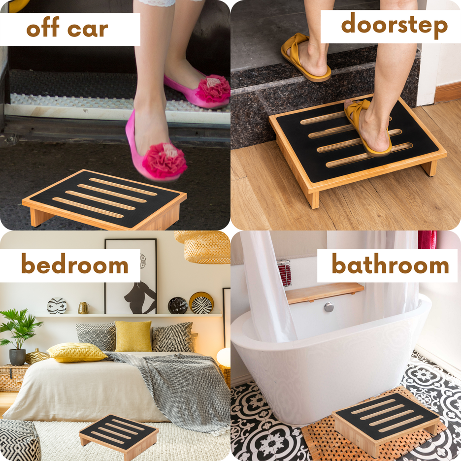 StrongTek Adult One Step Stool, Portable, Non-Slip Single Wooden Riser