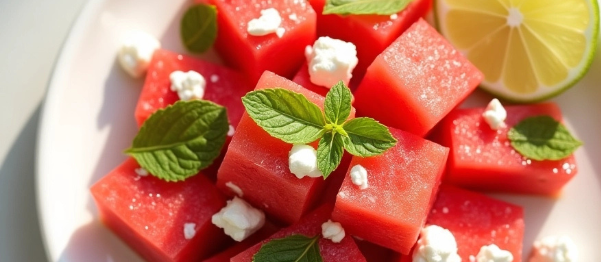 Watermelon Cube Salad with Feta and Mint
