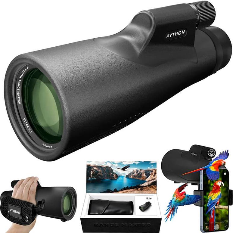 Python 12x52 Range Master Ultra HD Monocular - PYTHON OPTIC