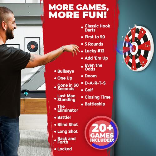 Hook Darts Ring Toss Game - Wood Board & Soft Rings