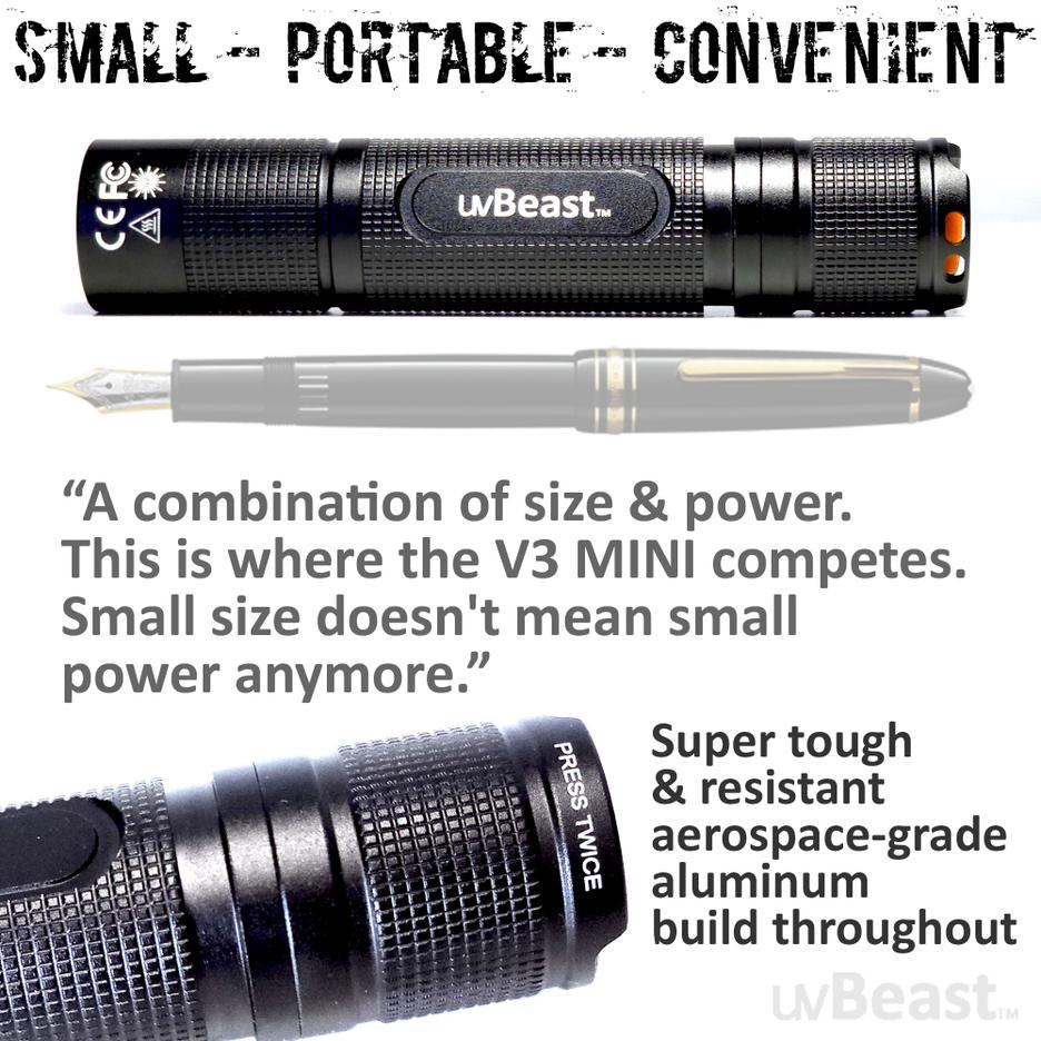 uvBeast Black Light UV Flashlight V3 365nm MINI - FILTERED Ultraviolet
