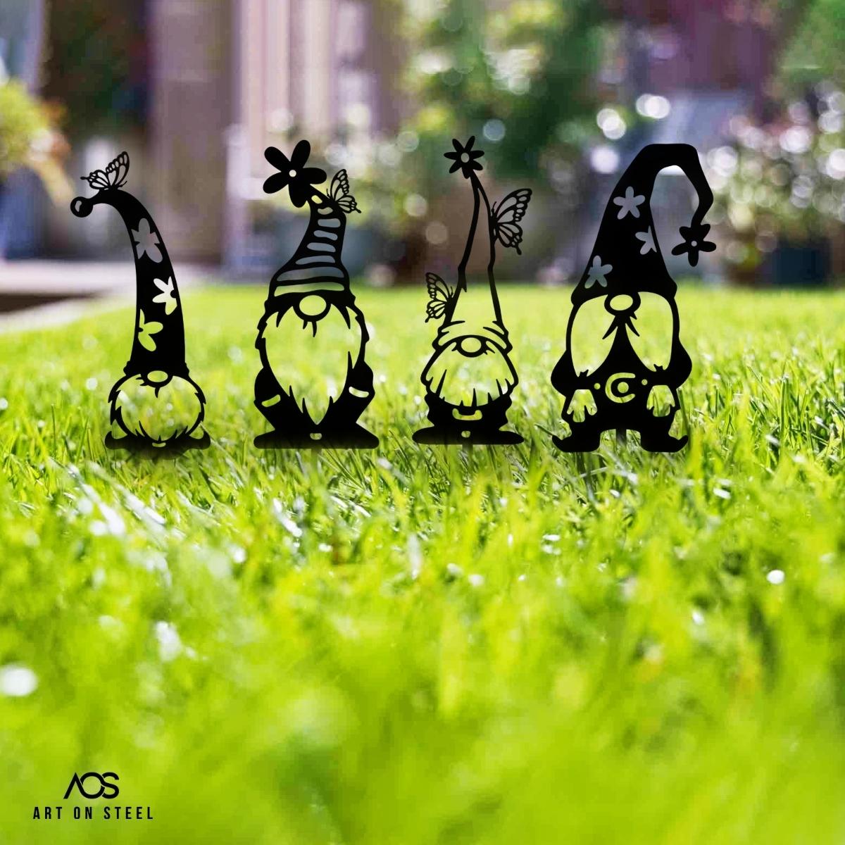 4 Garden Gnomes - Garden Decor | Art on Steel