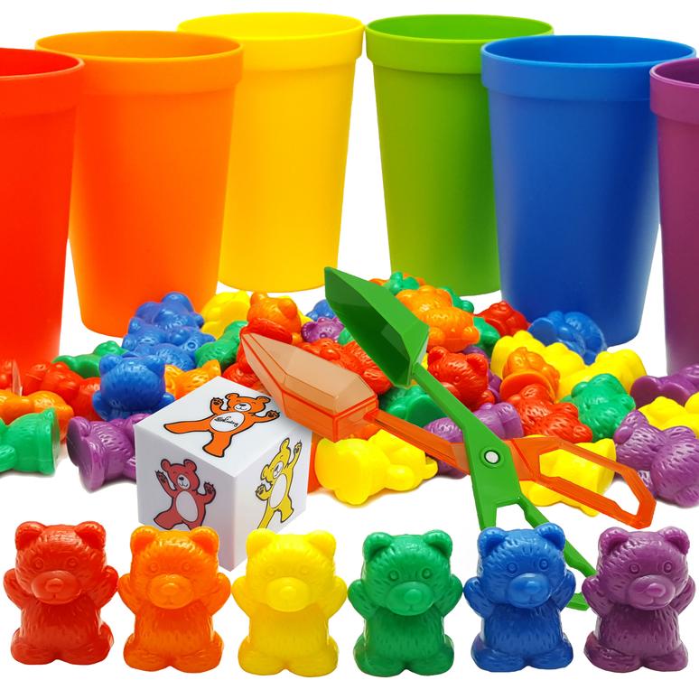 Rainbow Counting Bears, Matching Cups, Sorting Bears Activities – Skoolzy