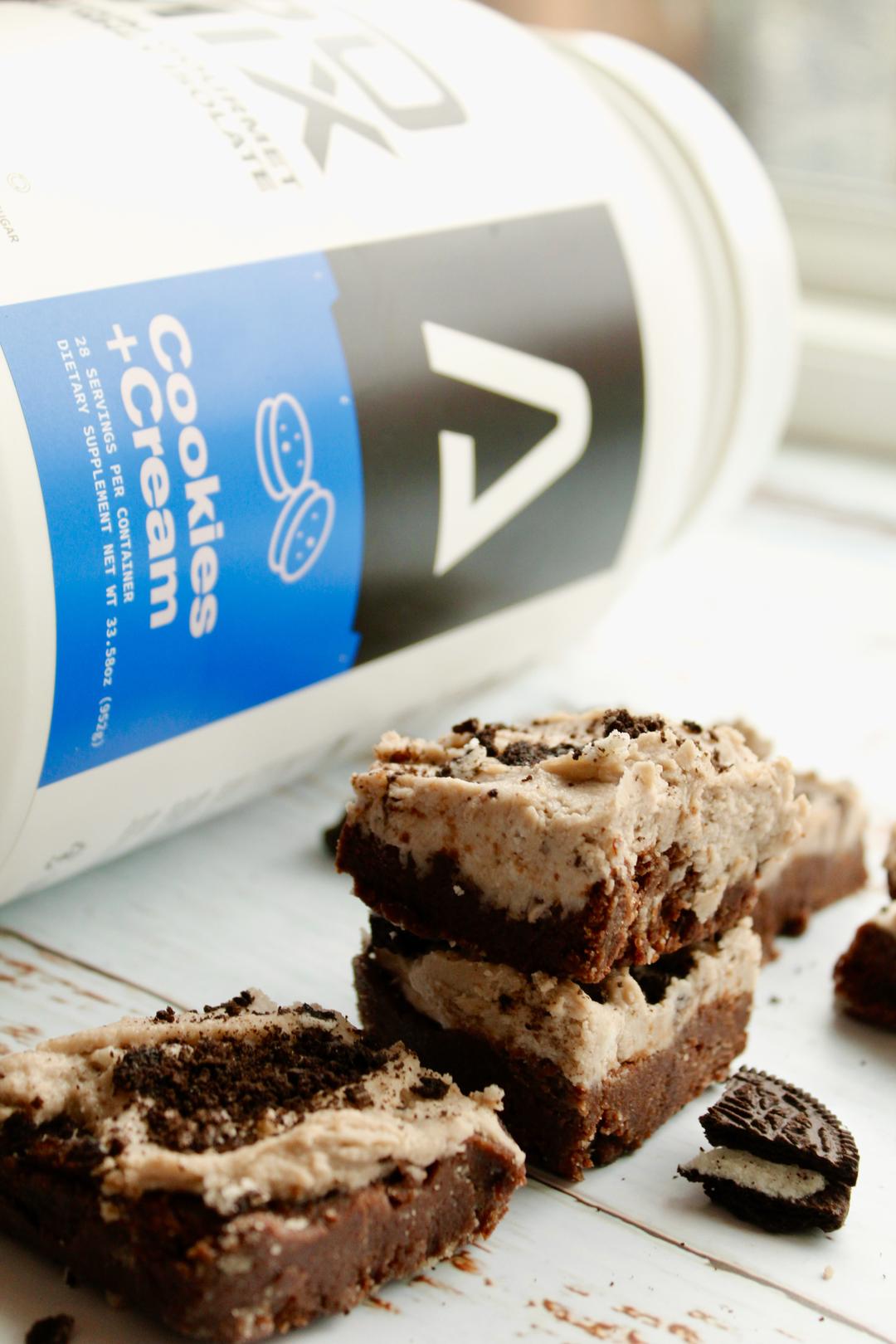 Cookies & Cream Protein Cheesecake Bars – Astroflav