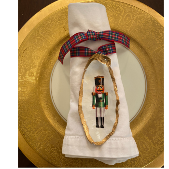 Nutcracker Christmas Ornament, Oyster Shell Art