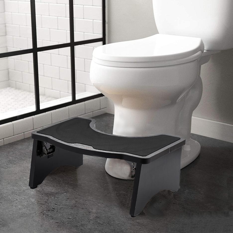 StrongTek Squatting Toilet Stool, Wood Bathroom Step Potty Stool