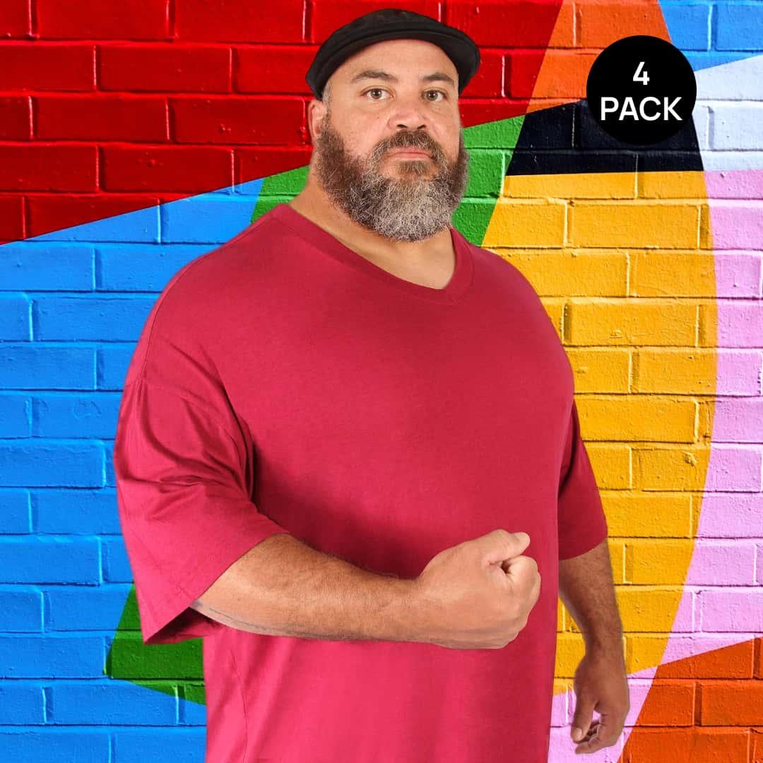 Big Men's V-Neck Bamboo T-Shirt 4-Pack Bundles Sizes 3XL-8XL