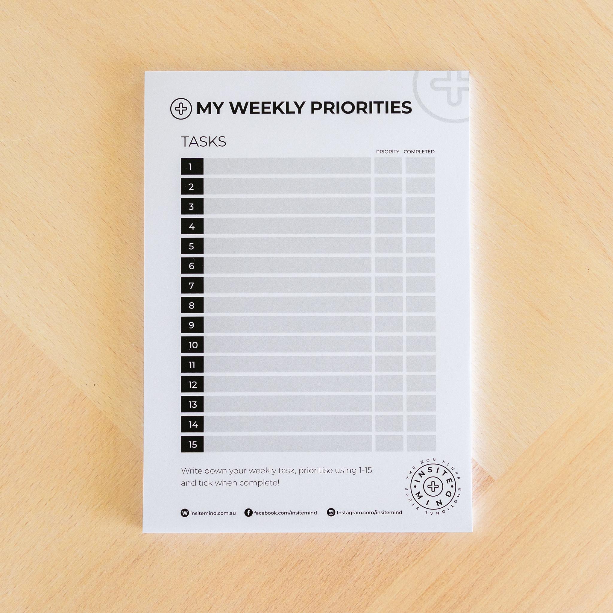 My Weekly Priorities – INSITE MIND