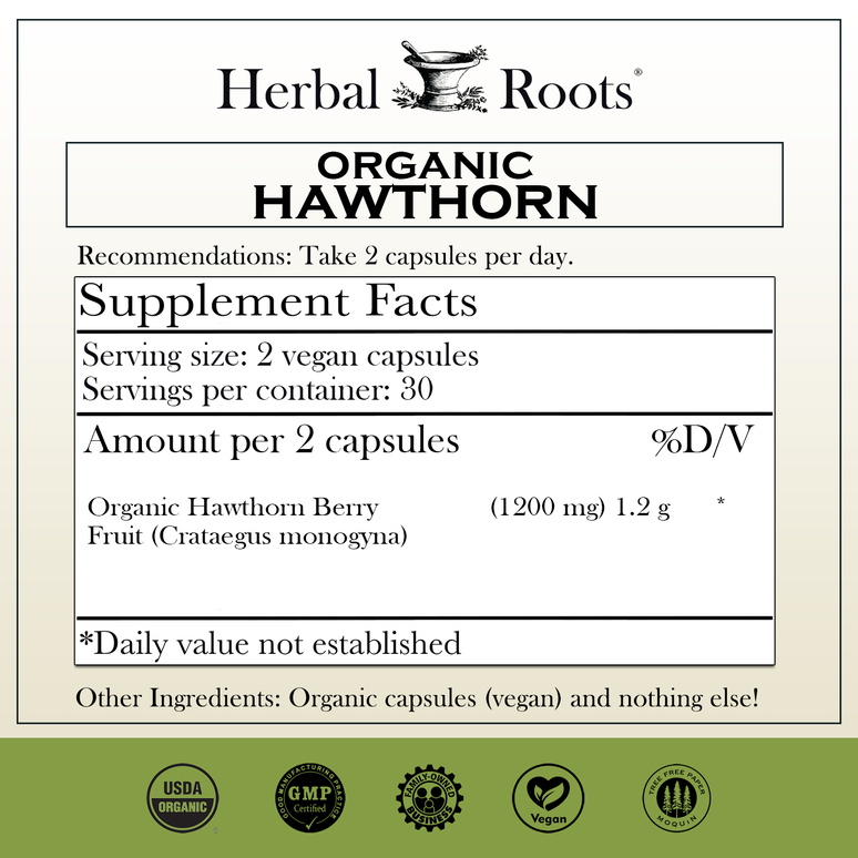 Hawthorn Berry 1200 mg - 60 Pure & Vegan Capsules – Herbal Roots