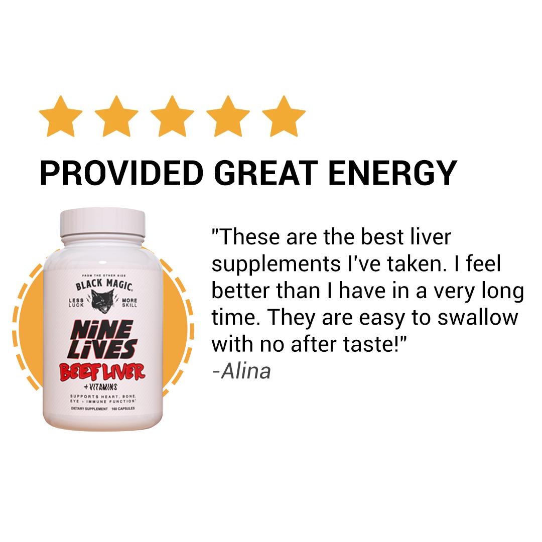 Black Magic Nine Lives Beef Liver + Vitamins Supplement- 160 Capsules ...