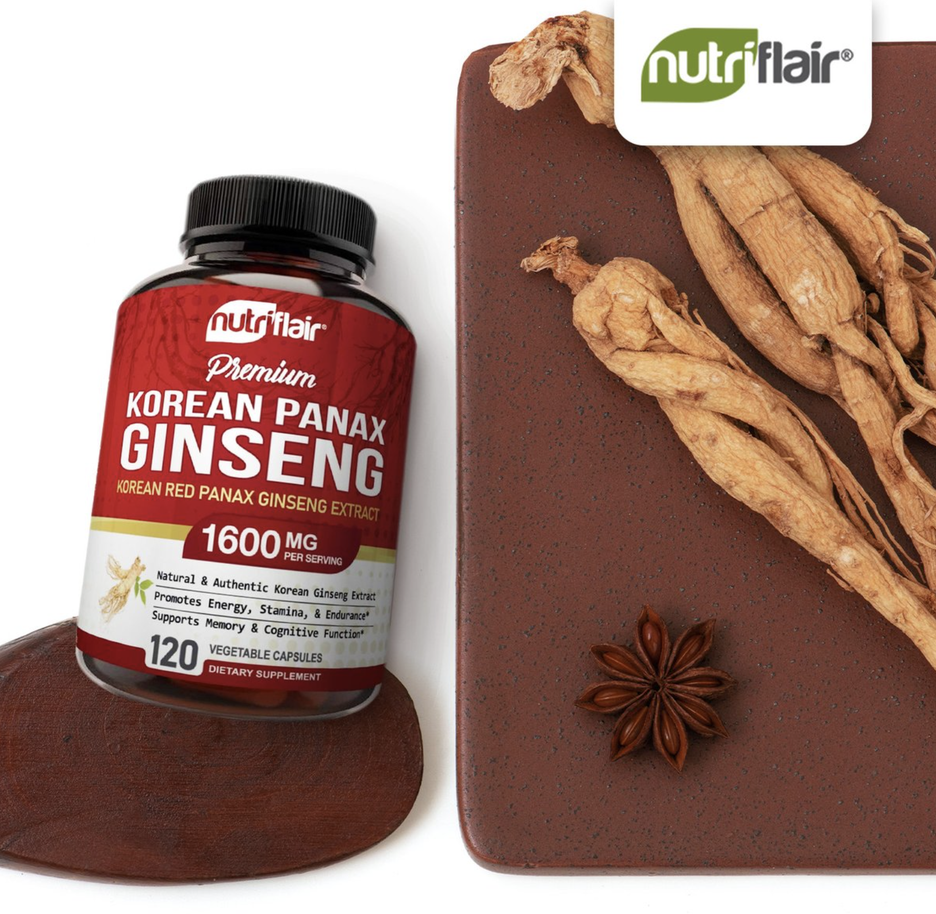 Korean Red Panax Ginseng 1600mg Supplement From NutriFlair