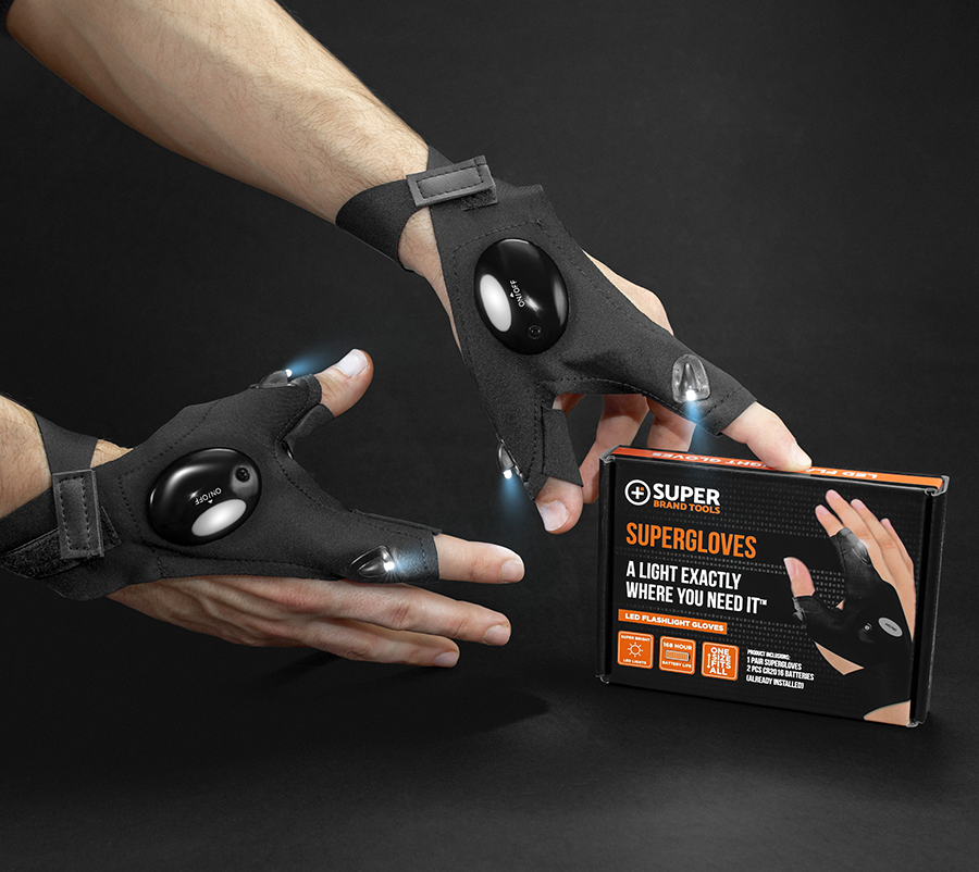 SuperGloves™ LED Flashlight Gloves - A Light Exactly Where You Need it ...