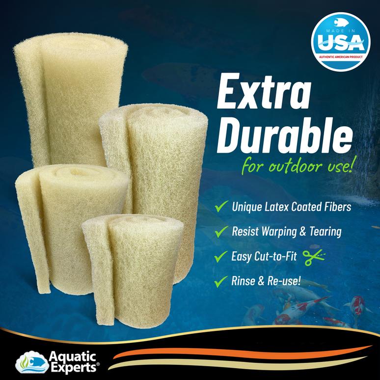 Cream COARSE Koi Pond Filter Pad - 2" Thick Bulk Roll Filter Media for ...