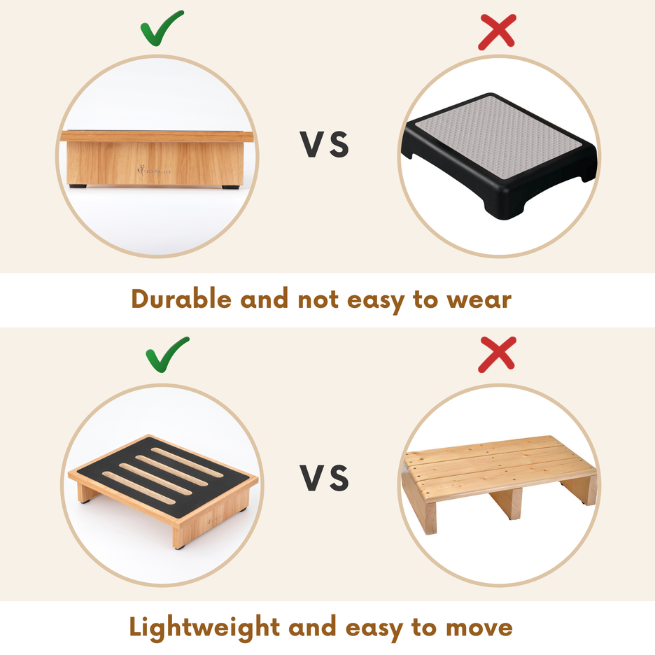 StrongTek Adult One Step Stool, Portable, Non-Slip Single Wooden Riser