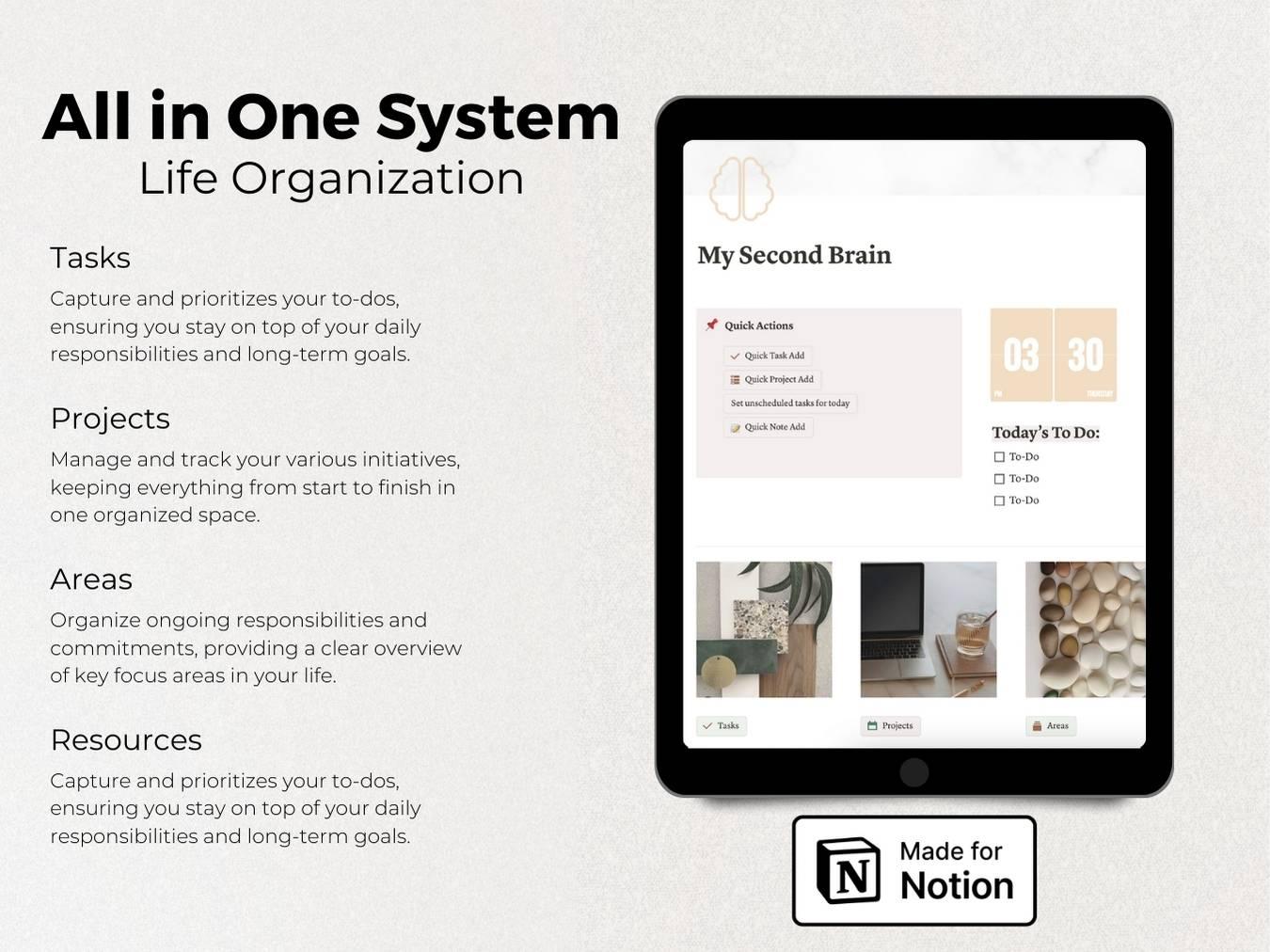 Second Brain Notion Template - Notion Dashboard + All-In-One Life Orga – modAmbition