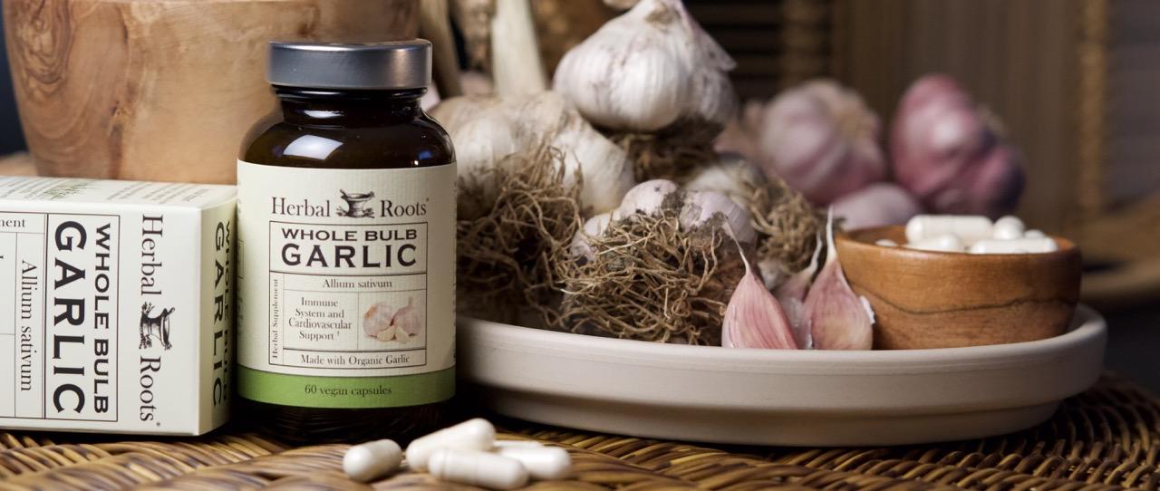Organic Garlic Supplement - 60 VegCaps - 600 mg - Herbal Roots