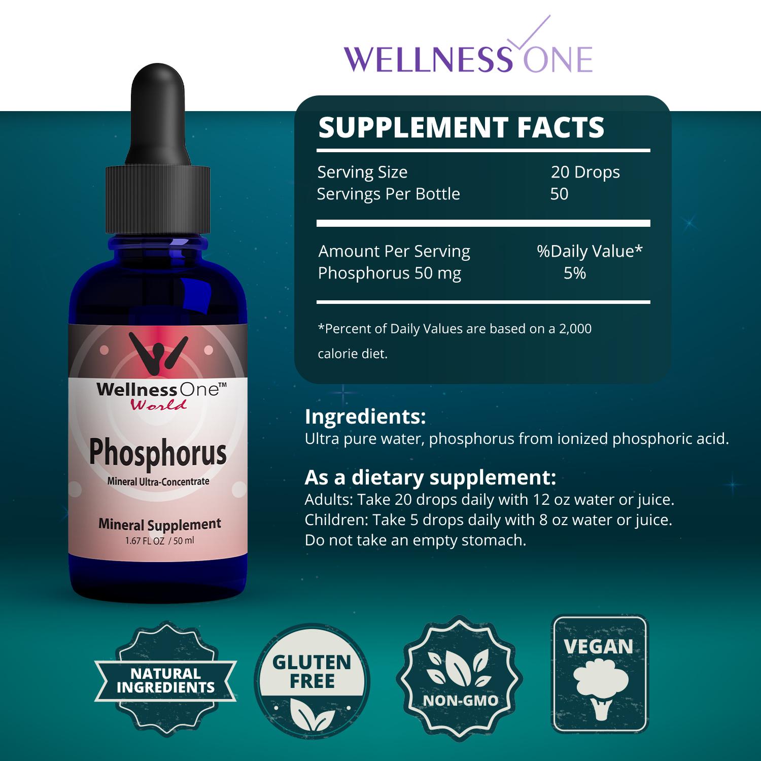 Phosphorus - Ionic Liquid Mineral Supplement - (50 Days at 50 mg per 20 ...