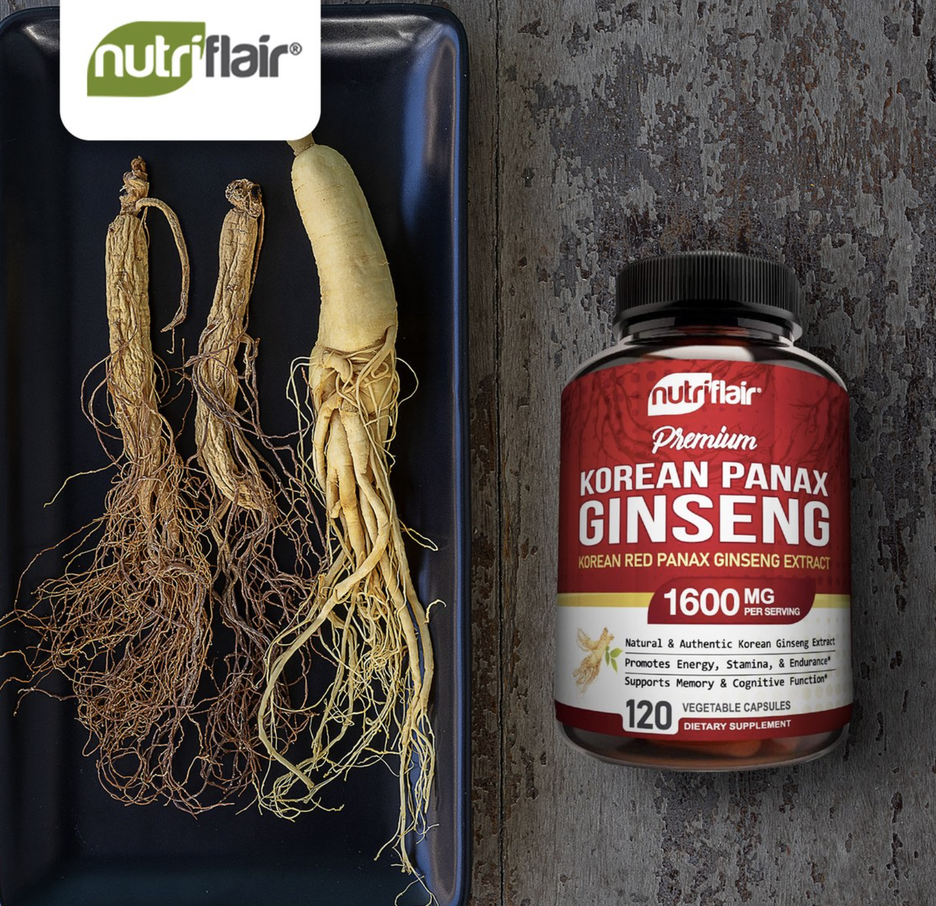 Korean Red Panax Ginseng 1600mg Supplement From NutriFlair