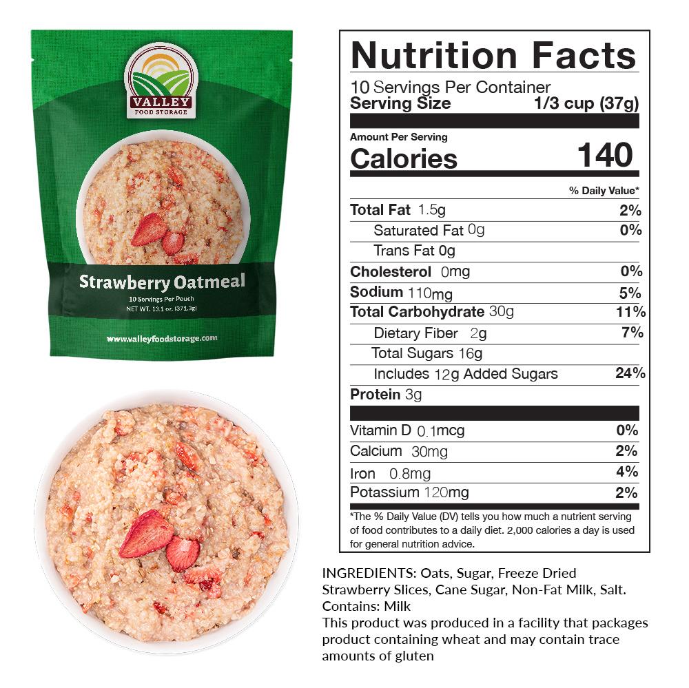 Strawberry Oatmeal - Single Pouch - Valley Food Storage