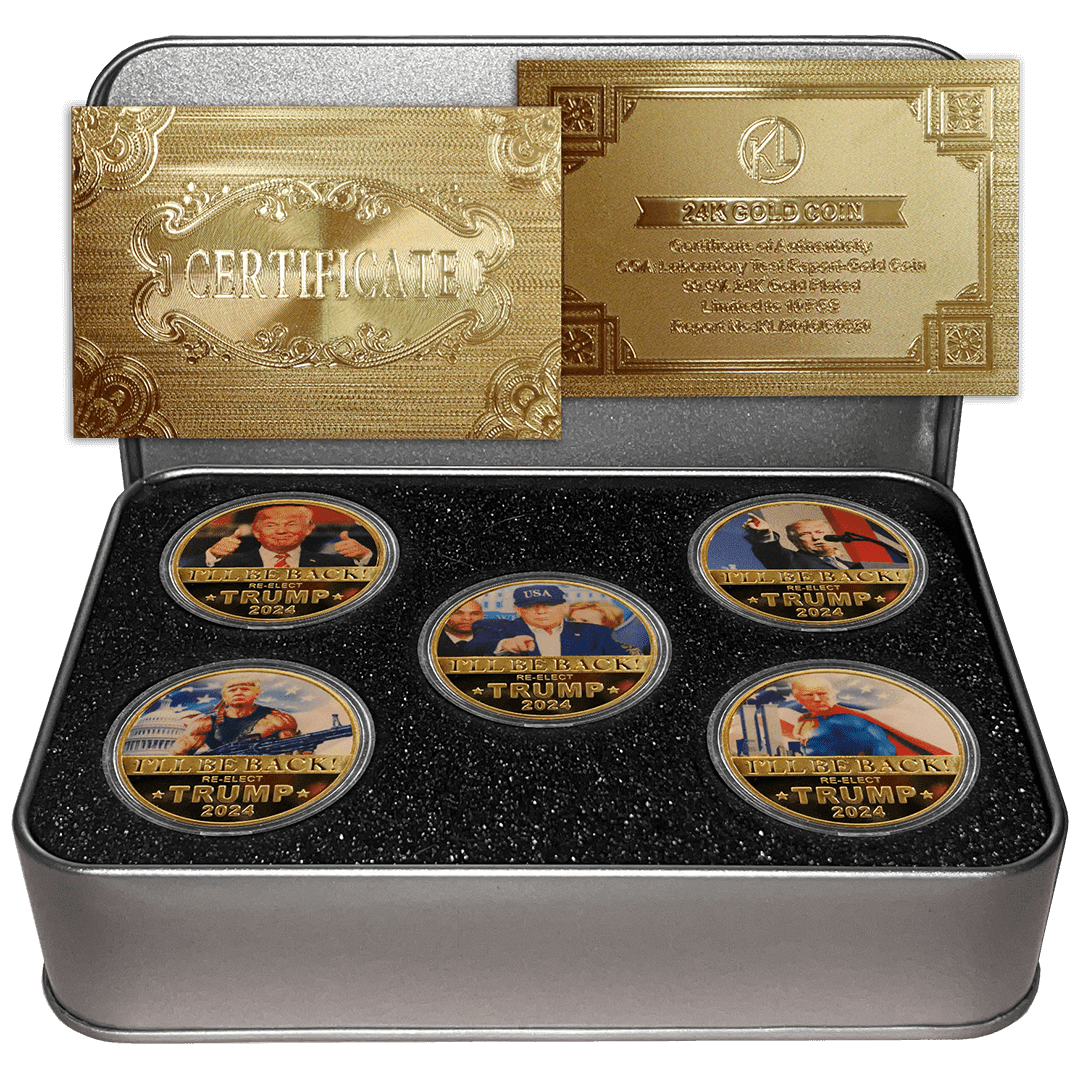 Trump 2024 - Collectible Gold 5 Coin Set