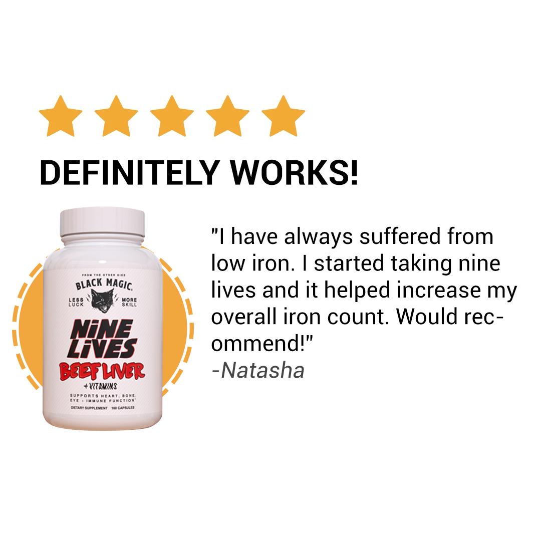 Black Magic Nine Lives Beef Liver + Vitamins Supplement- 160 Capsules ...