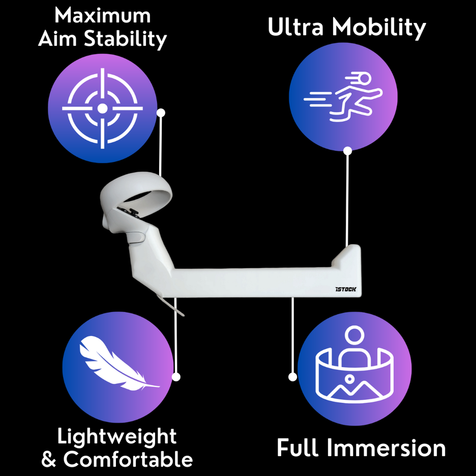 iSTOCK VR: Pro-Grade VR Gun Stock for Oculus Quest 2 & HP Reverb G2