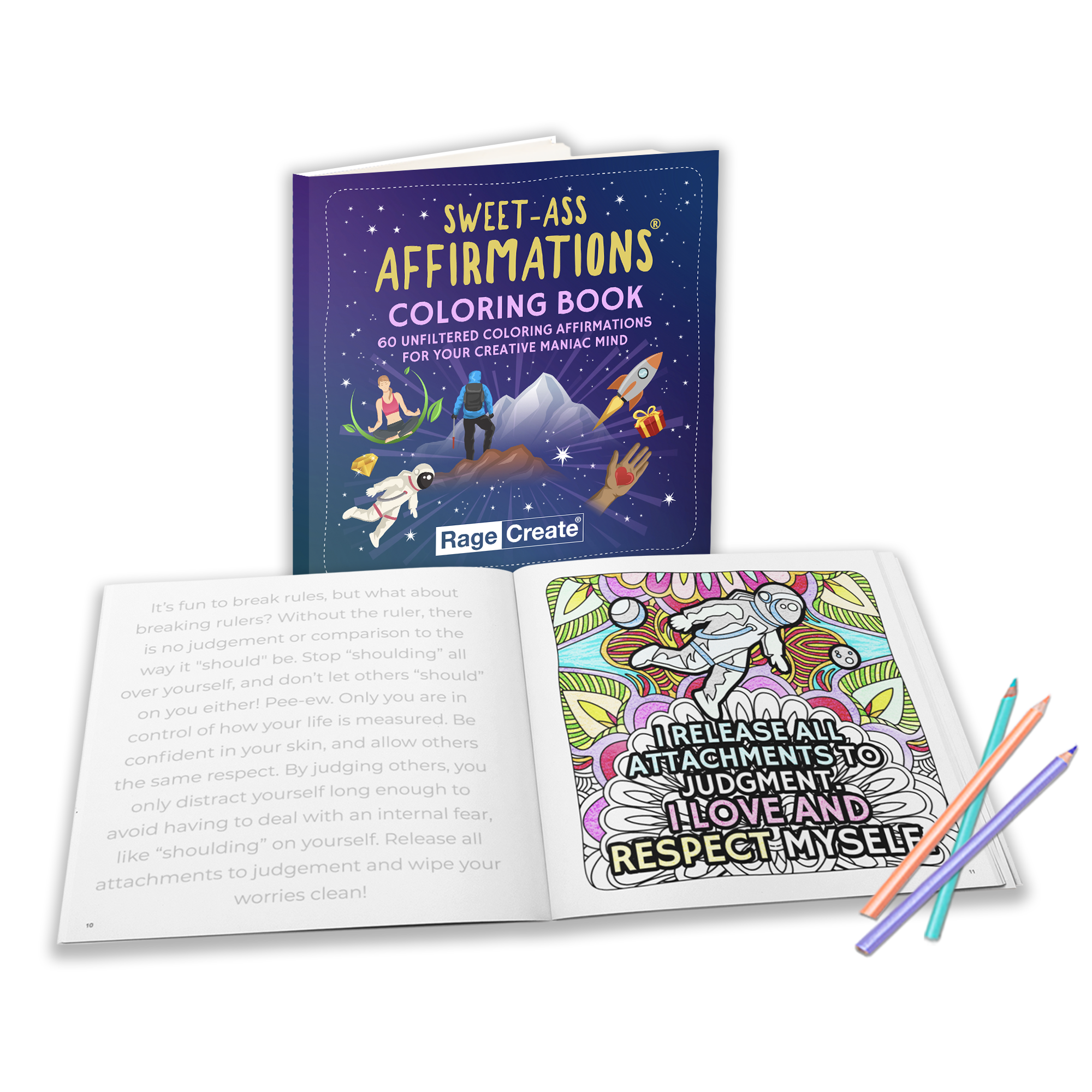 Adult Coloring Book | Sweet-Ass Affirmations 60 Bold Designs