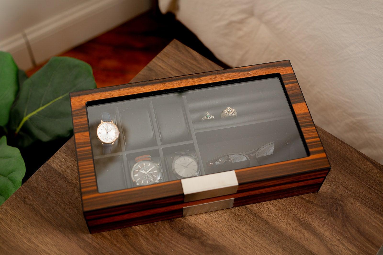 Ebony Sunglass Watch Box | Custom Image