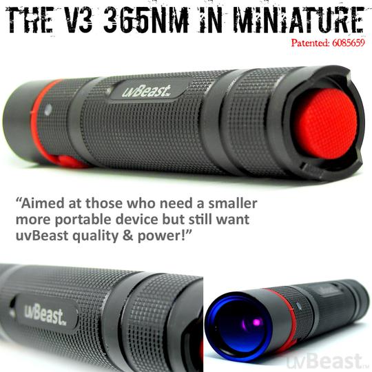 uvBeast Black Light UV Flashlight V3 365nm MINI - FILTERED Ultraviolet