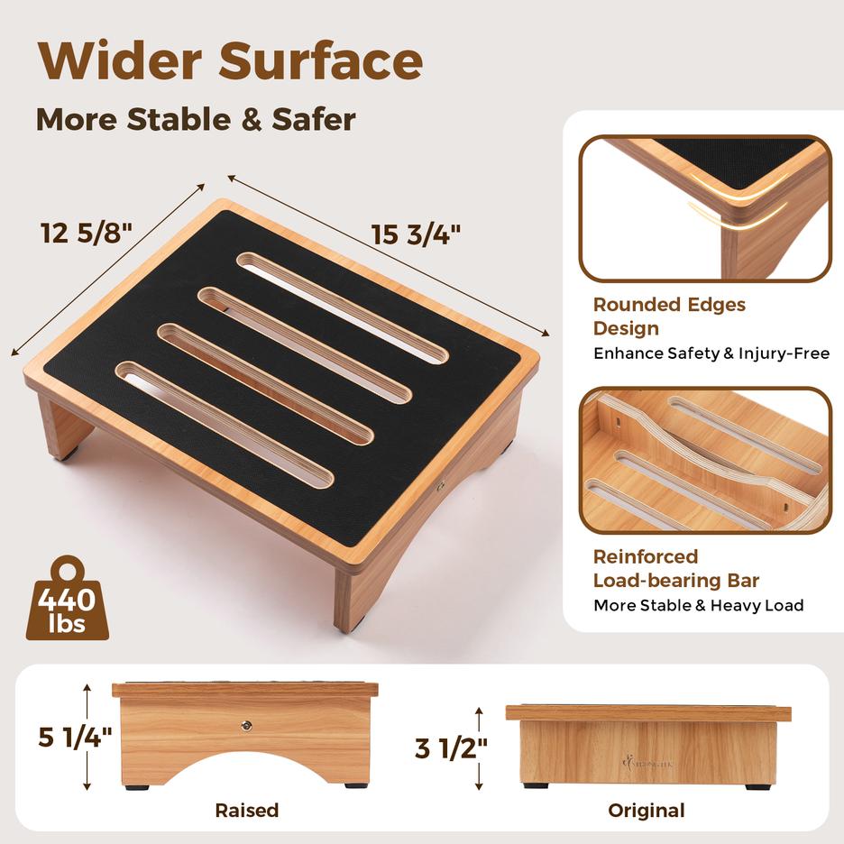 StrongTek Adult One Step Stool, Portable, Non-Slip Single Wooden Riser