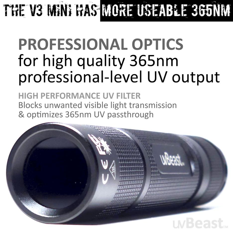 uvBeast Black Light UV Flashlight V3 365nm MINI - FILTERED Ultraviolet