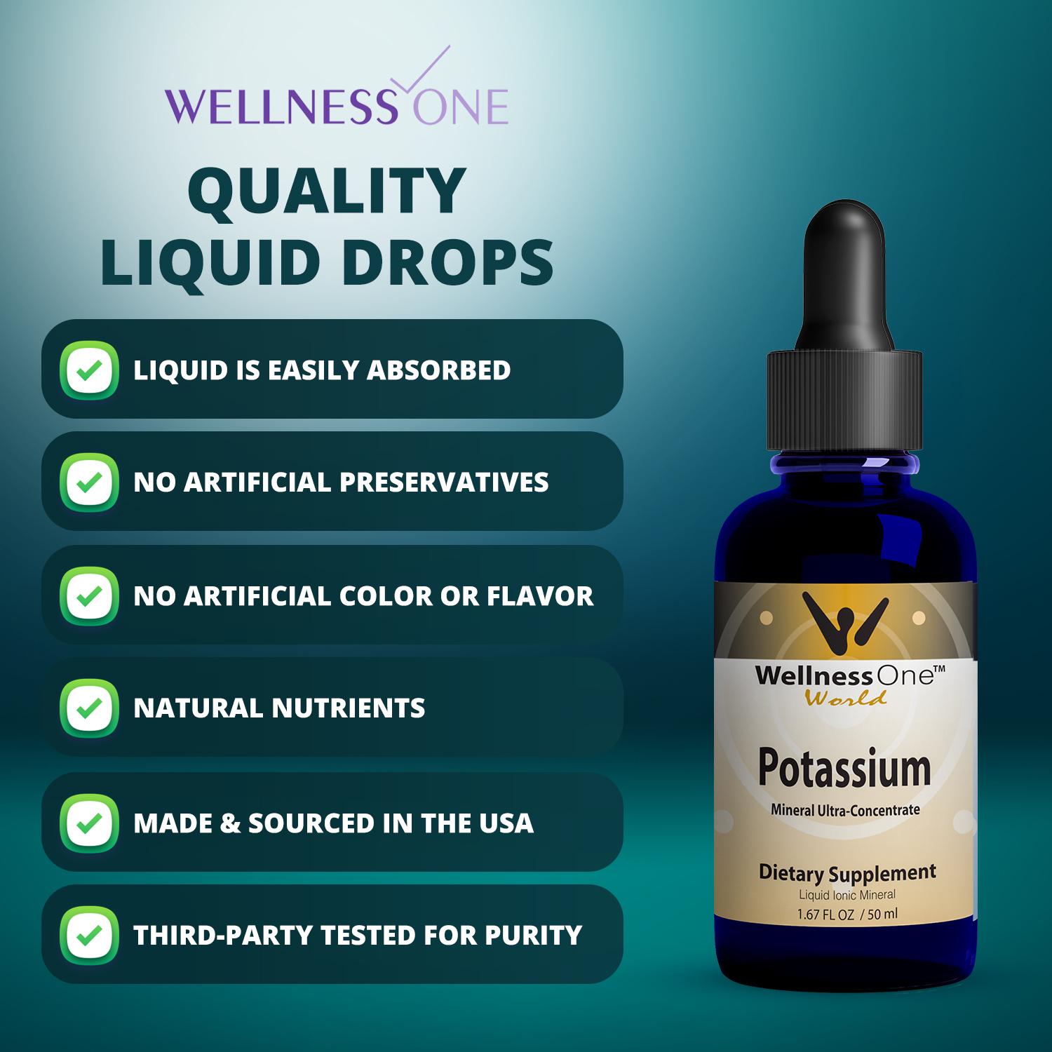 Potassium Drops - Liquid Ionic Mineral Supplement 50ml Bottle (50 Days