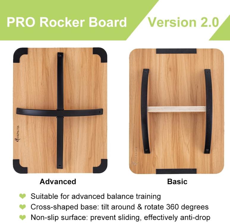 StrongTek Professional Wooden Balance Board, Advanced Rocker Board