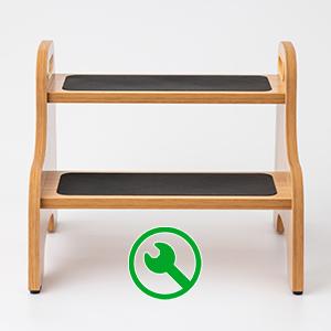 StrongTek Wood 2 Step Stool for Kids, Non-Slip, Portable, Up to 300lbs