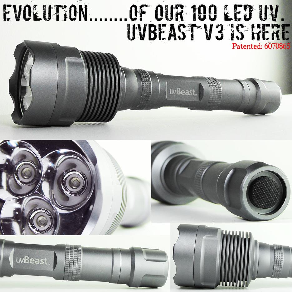 uvBeast Black Light UV Flashlight V3 385-390nm Rechargeable 18650 Batt