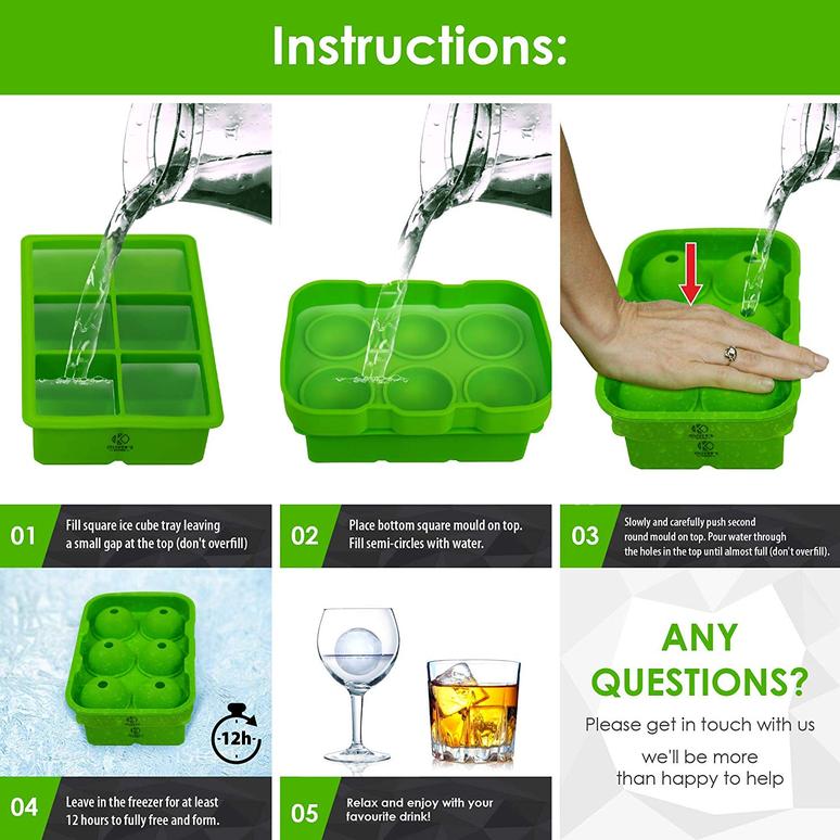 Large Ice Cube Tray Set - Cooler Drinks For Longer - Oliver's Kitchen