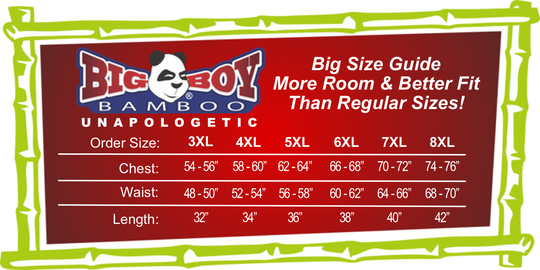Big Boy Bamboo Size & Fit Chart for Big & Tall Guys - Big Boy Bamboo