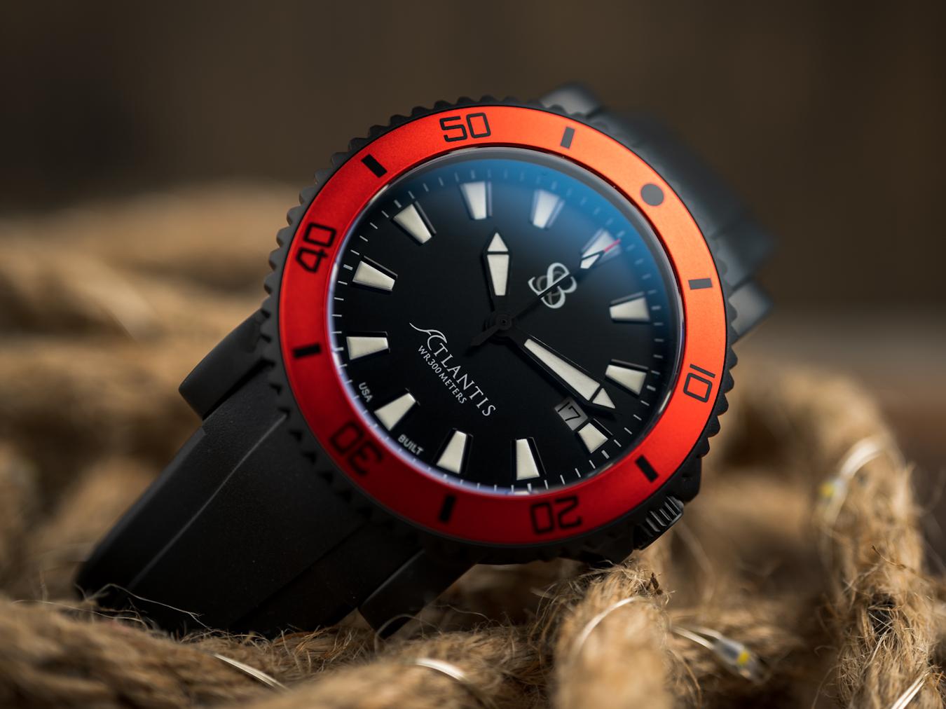 Atlantis Sport Red Men's Dive Watch - Smith & Bradley Watches