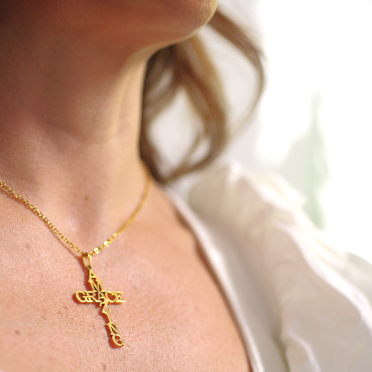 Amazing Grace Cross Necklace – The Positive Christian