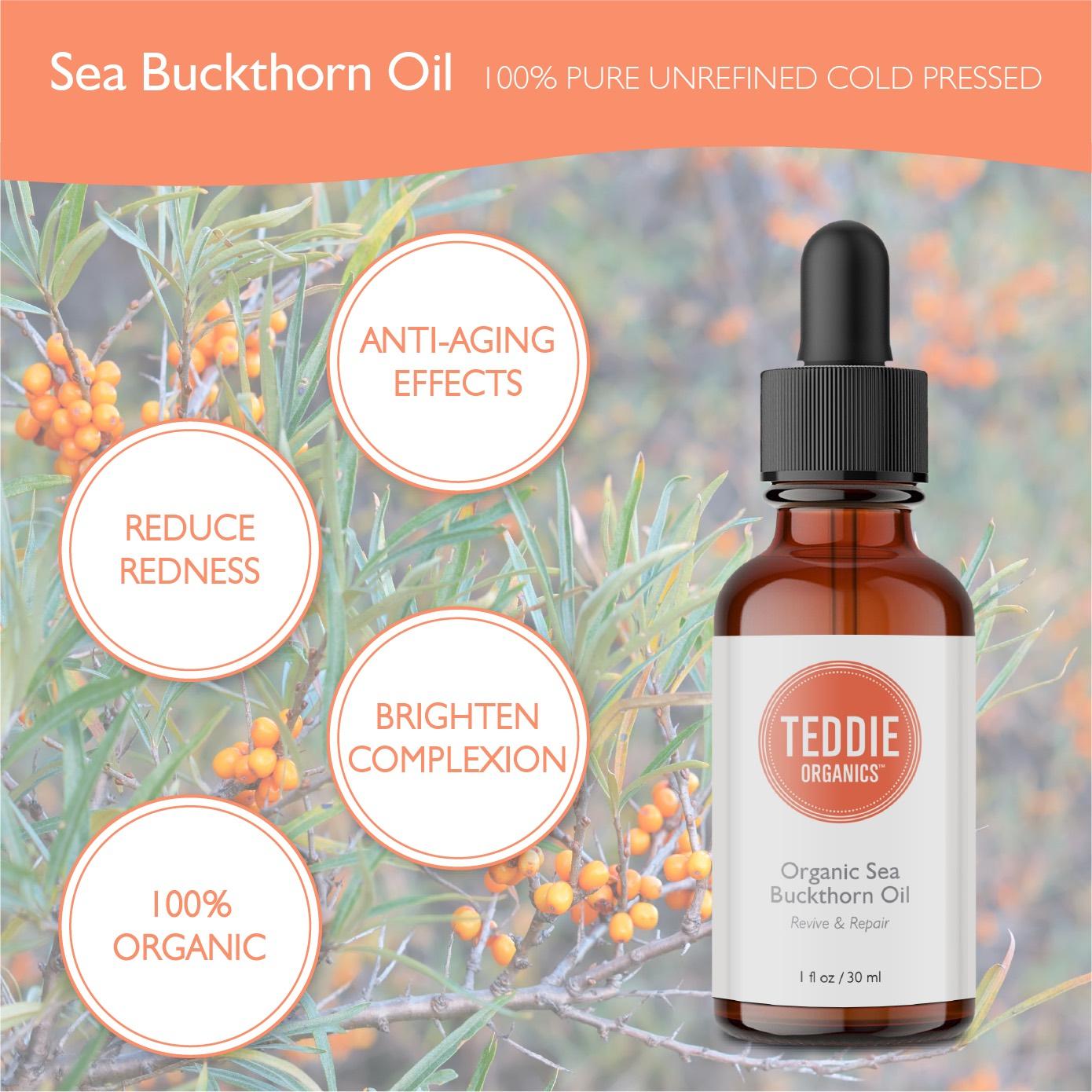 Sea Buckthorn Oil Teddie Organics - Unrefined, Cold Pressed, Organic